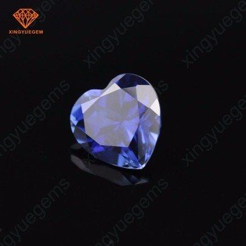 Reasonable wholesale price for heart shape 35# diamond color synthetic blue sapphire stone