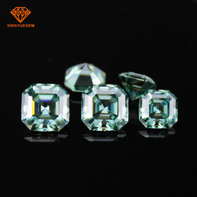 Lab created 2 carat loose Gems asscher cut green color enhanced diamonds