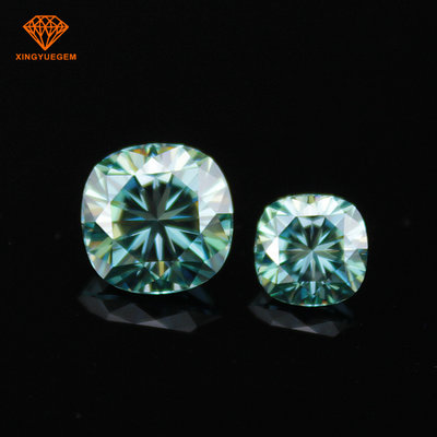 Cushion fancy cut 1 carat 6.5*6.5mm green color enhanced VVS1 Synthetic diamond moissanite