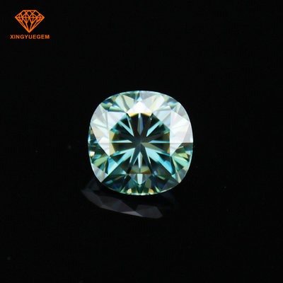 Cushion fancy cut 1 carat 6.5*6.5mm green color enhanced VVS1 Synthetic diamond moissanite