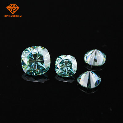 Cushion fancy cut 1 carat 6.5*6.5mm green color enhanced VVS1 Synthetic diamond moissanite
