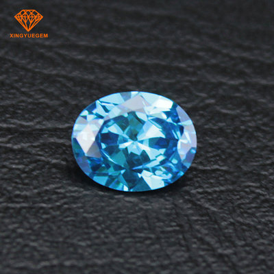 Bulk wholesale oval shape aqua blue diamond color cubic zirconia gemstones for jewelry making