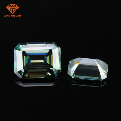 China wholesale rectangle shape green moissanite precio moissanite price with excellent Emerald cut