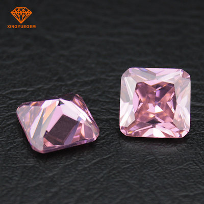 3A square shape Princess machine cut cubic zirconia with pink diamond color