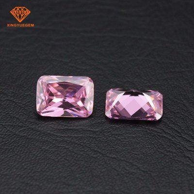 Rectangle shape Cubic zirconia factory price aaa pink color excellent princess cut  cz gemstone