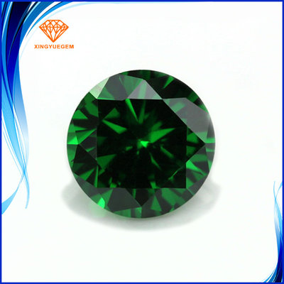 Artificial emerald stone round shape loose cz gemstone with 3a quality Grade