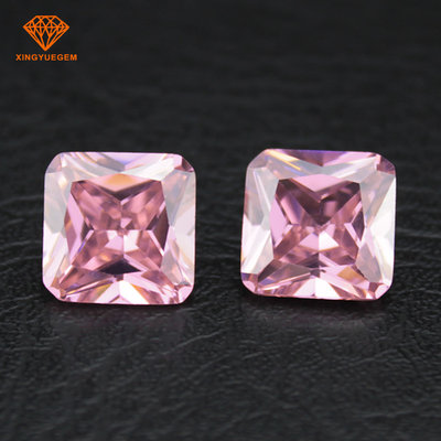 3A square shape princess European machine cut cubic zirconia with pink diamond color