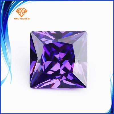 3A square shape princess European machine cut cubic zirconia with pink diamond color