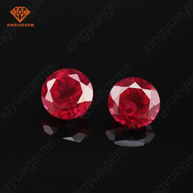 Factory direct sale 3A 5A quality Round shape 8# synthetic ruby loose stones