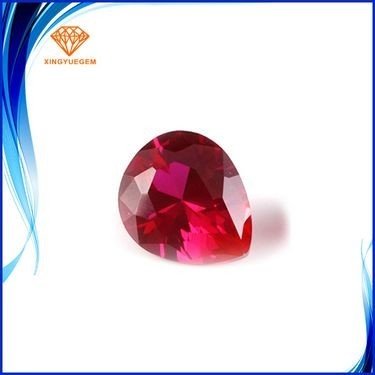 Bulk cheap wholesale excellent machine cut pear shape 5# syntheitc corundum ruby