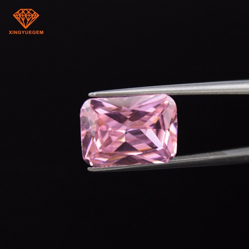 Rectangle shape Cubic zirconia factory price aaa pink color excellent princess cut  cz gemstone
