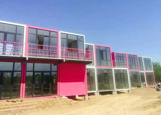 Flexible Combination Movable Prefab House Container Hotel Rooms Luxury Heat Proof