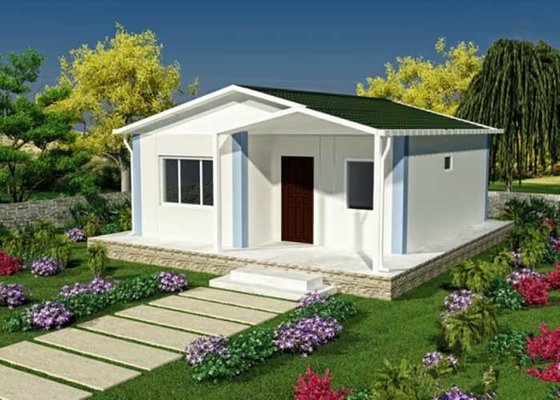 Flat Pack Custom Built Sandwich Panel Prefab House With Durable Steel Frame