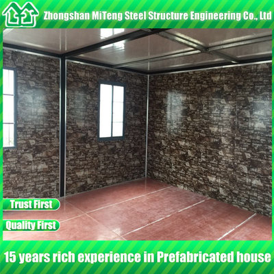 Steel structure Insulated Expandable Container House with Cultural Stone Sandwich Panel