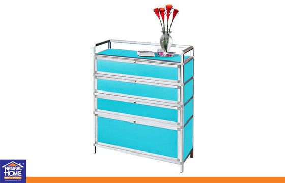 Living Room 4 Layer Shoes Rack Aluminum Garage Cabinets / Closets Custom Color and Size