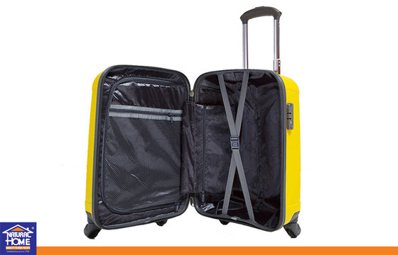 PP Plastic Yellow Lightweight School Luggage Bags , Hard Trolley Flight Suitcase with Metal Tube