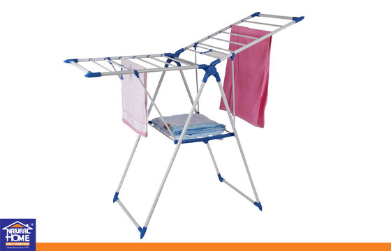 Folding and Portable Telescopic Clothes Rack , Balcony Metal Clothing Hanger and Dryer