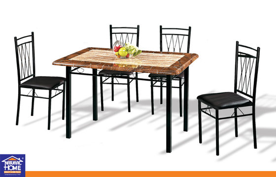 Stone Design Priting Small Dinning Table and Chairs , Custom Dining Table and 4 Chairs