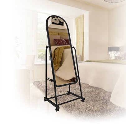 Clothes Store Black Fitting Room Mirrors Easy Move Home Fitting Furniture With Wheels
