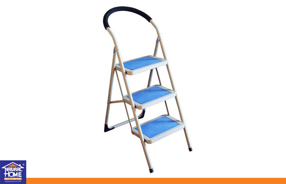 3 Steps Steel Household Folding Ladder , Custom Supermarket / Shop Climbing Ladders