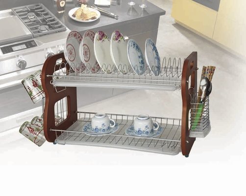 Home Kitchenware 2 Layer Dish Rack , Chrome Wire , Cup Rack , Chopstick Rack and 2 pcs Water Tray