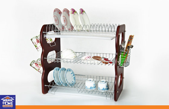 IKEA Kitchenwares 3 Layer Dish Rack / Chrome Wire / Cup and Chopstick Rack and 3PCS Water Tray