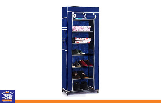 Modern 7 Layer Shoe Storage Racks with Fabric Cover , High Floor Standing Shoe Storage Units