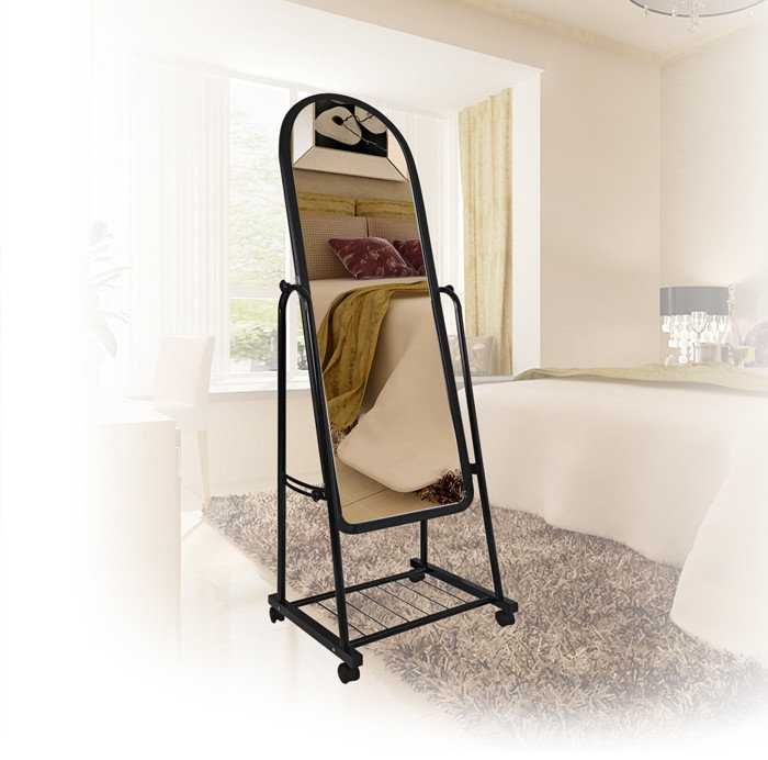 Clothes Store Black Fitting Room Mirrors Easy Move Home Fitting Furniture With Wheels