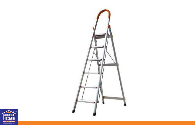 Multi-use 6 Steps Aluminium Step Ladders with Square Aluminum Tube for Library