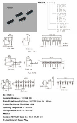 2.54mm ic socket, single row,  chinese pin or swiss pin JG102-A