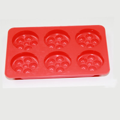 Durable 6 cavities red round Silicone Cake Moulds With FDA / LFGB / CE