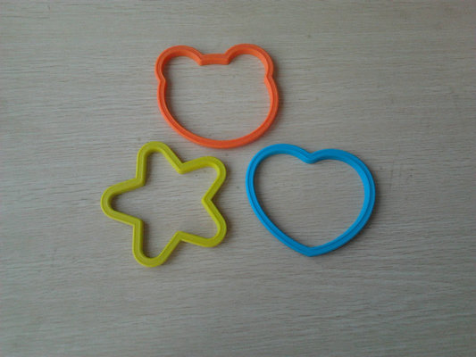 Food Safe Heart Resist 3 pcs Silicone Egg Rings Set With Bear Star Head