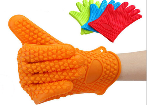 Colorful  high temperature resistant silicone gloves for grilling , Oven , dishwasher