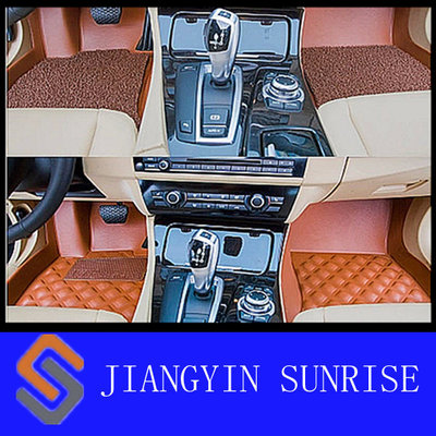 Buka Brake Pedal 3D Car Floor Mats , Brown Molded Rubber Floor Mats