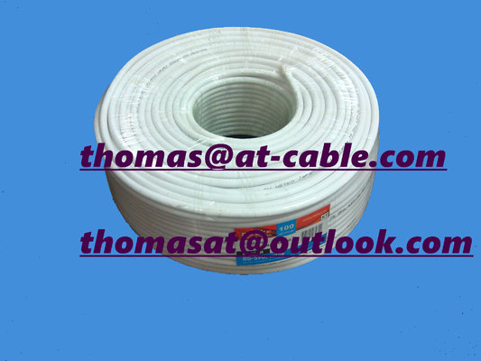 De RG6 CATV du câble coaxial de liaison 18 d'A.W.G. conducteur AVANT JÉSUS CHRIST avec le fabricant de professionnel de tresse d'AL de 90%
