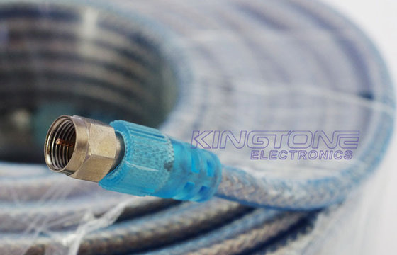 Câble coaxial de liaison terminé du câble RG6 CATV avec le connecteur d'or de 2 F pour Satallite TV