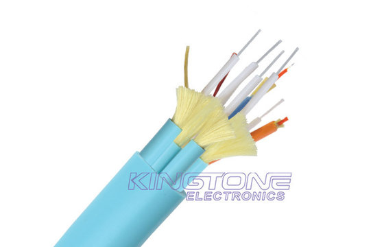 Câble optique d'intérieur bleu G.652D, câble optique de réseau de fibre de PVC de 12 noyaux de fibre multimode