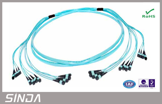 corde de correction optique de la fibre OM3 de 2.0mm 4/8/12/24 fibres MPO