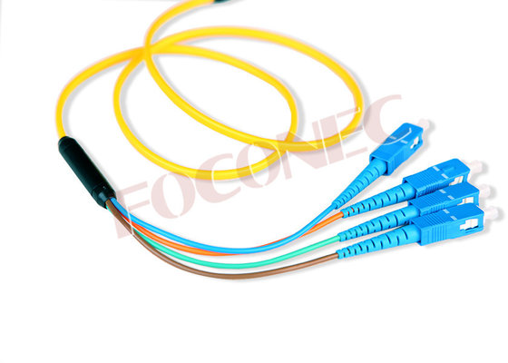 Corde de correction optique plate de fibre de ruban de fibre de Sc 4 avec le kit de sortance de cylindre