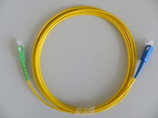 Yellow PVC Fiber Optic Patch Cable SC / APC to SC / UPC SX SM 0.9mm