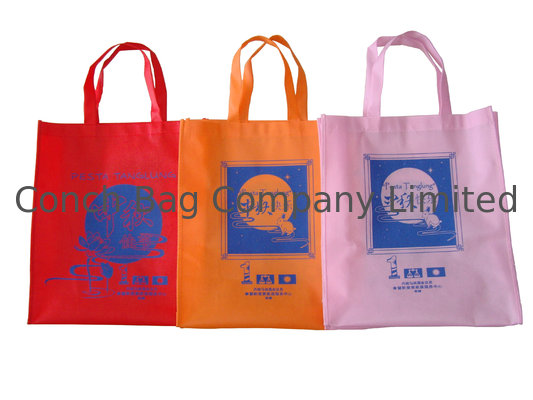 Silk screen Non Woven Shopping Bag for Supermarket , Pink / Red