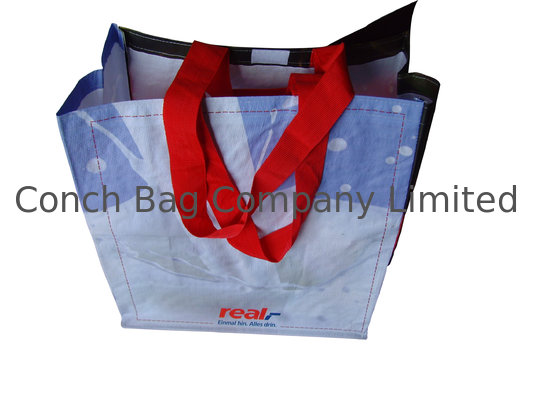 Reusable Four Handles PP Woven Bags for Shopping , Embossing Surface