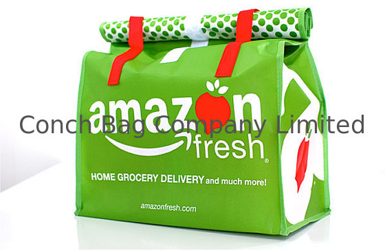 80gsm Green Non Woven Fabric Laminated Bags , Silk Screen Printing Non Woven Shopping Tote