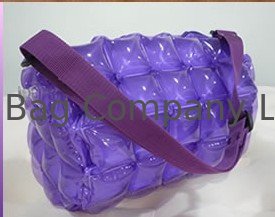 Pink Mini Inflatable Clear PVC Shoulder Bags For Girls With Hubble-Bubble