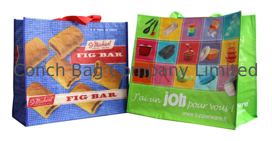 Reusable Blue 100g Cookie PP Woven Shopping Bags With Customized Photos / Logo