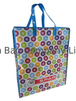 Supermarket colorful green recyclable PP woven shopping bags