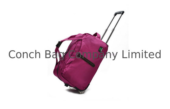 Purple oxford fabric cloth travel bags trolley travel set with plastic wheels
