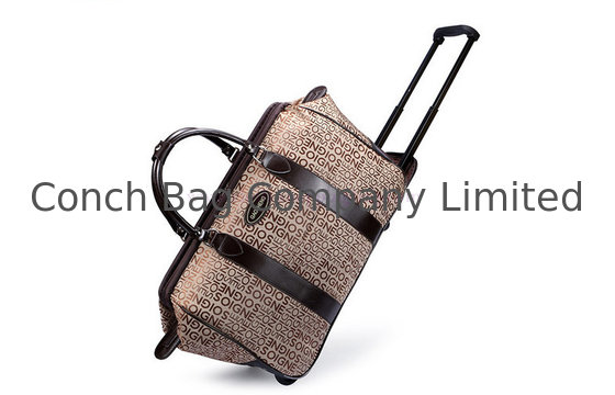 Brown dirty - resistance large internal capacity cloth travel bag with two small wheels