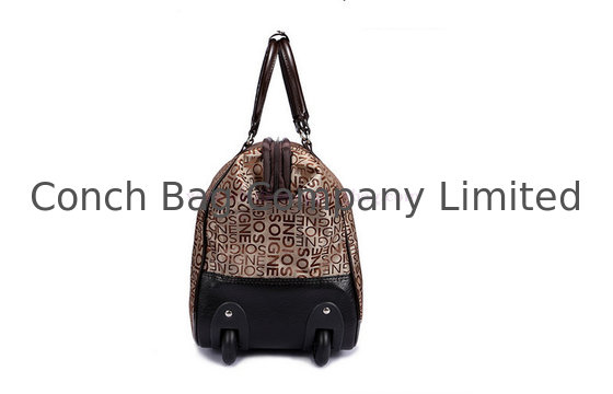 Brown dirty - resistance large internal capacity cloth travel bag with two small wheels