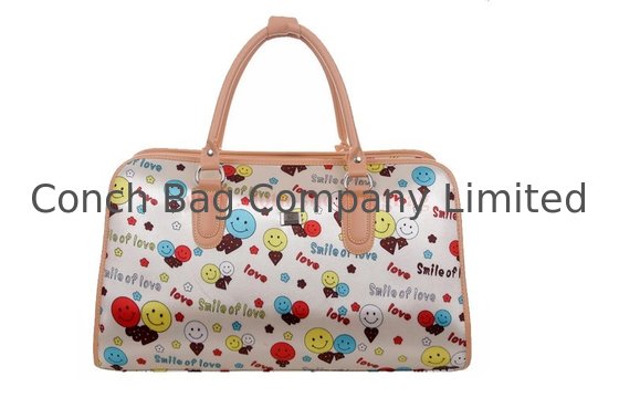 Large oxford fabric cloth travel bags for student , funny smile face pattern